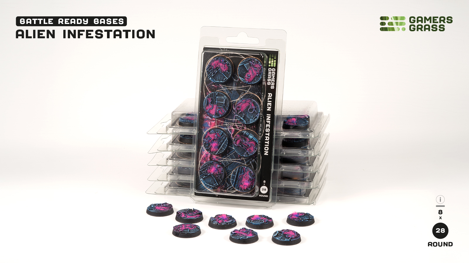 Alien Infestation Bases, Round 28mm (x8) – Hexagone Diffusion
